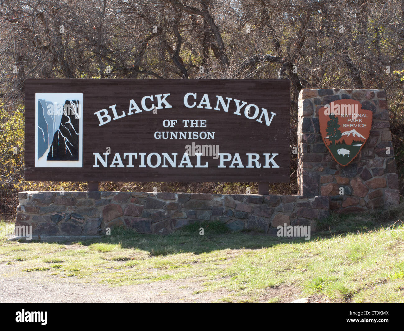 Black canyon of the gunnison national park sign hi-res stock ...