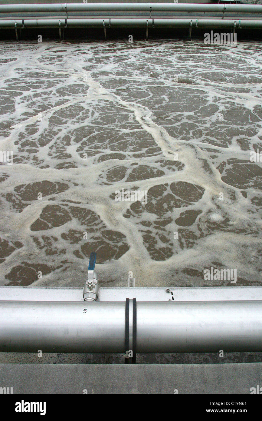 Sewage treatment plant, biological treatment in the aeration tank Stock ...