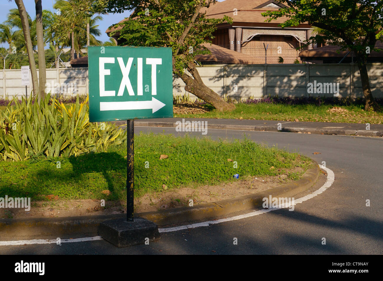 image of an exit signage on the road Stock Photo - Alamy