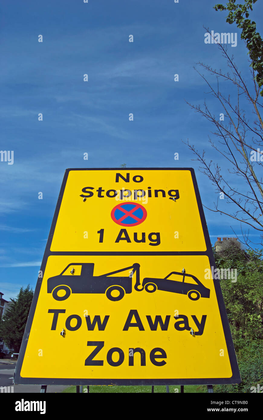 no stopping and two away zone signs, temporarily in place for the ...