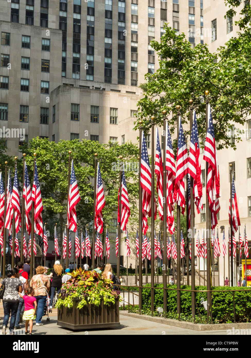 American Flags at Rockefeller Center Plaza, NYC Stock Photo - Alamy