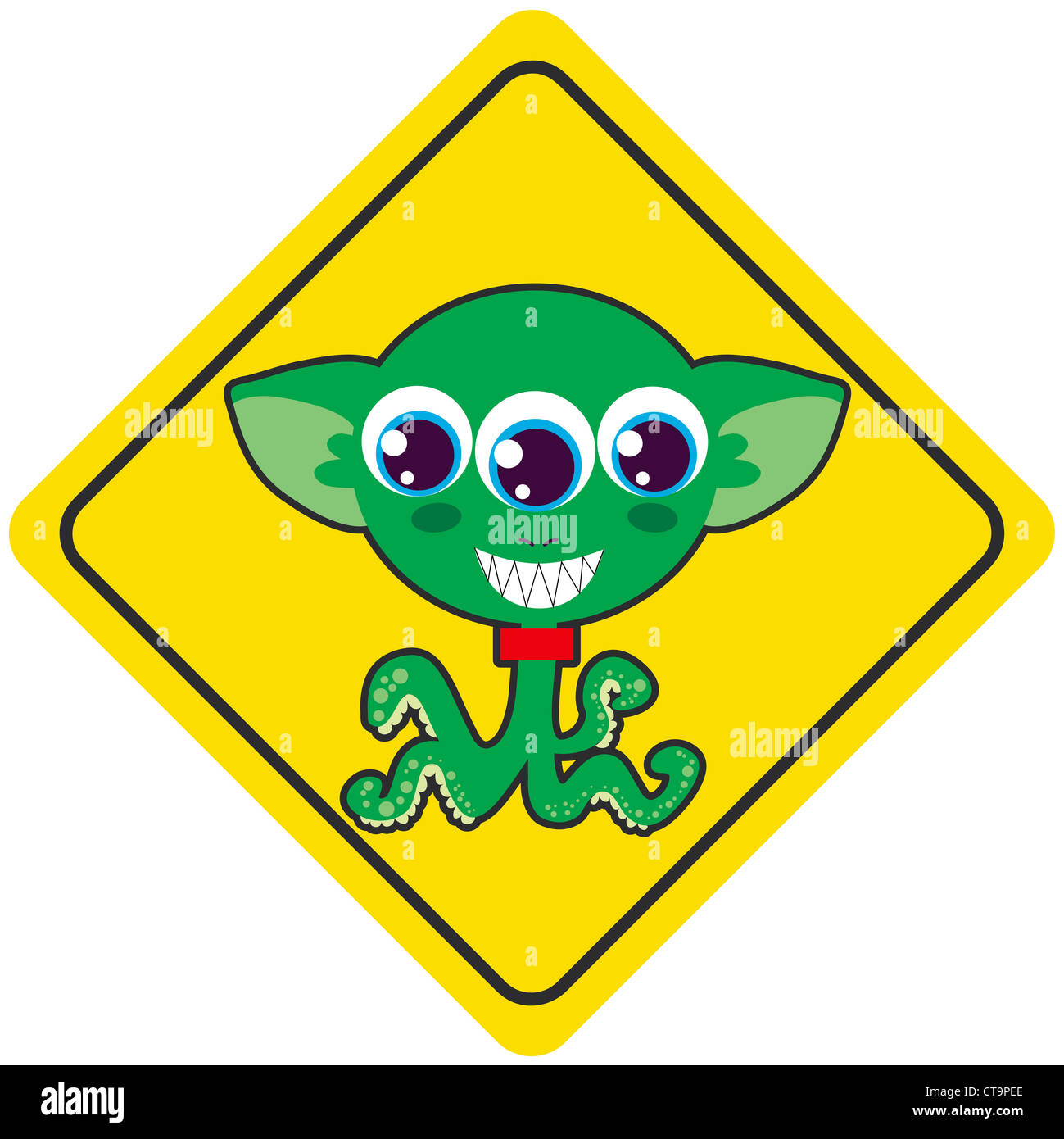 Alien on board yellow diamond warning sign for vehicle safety Stock ...