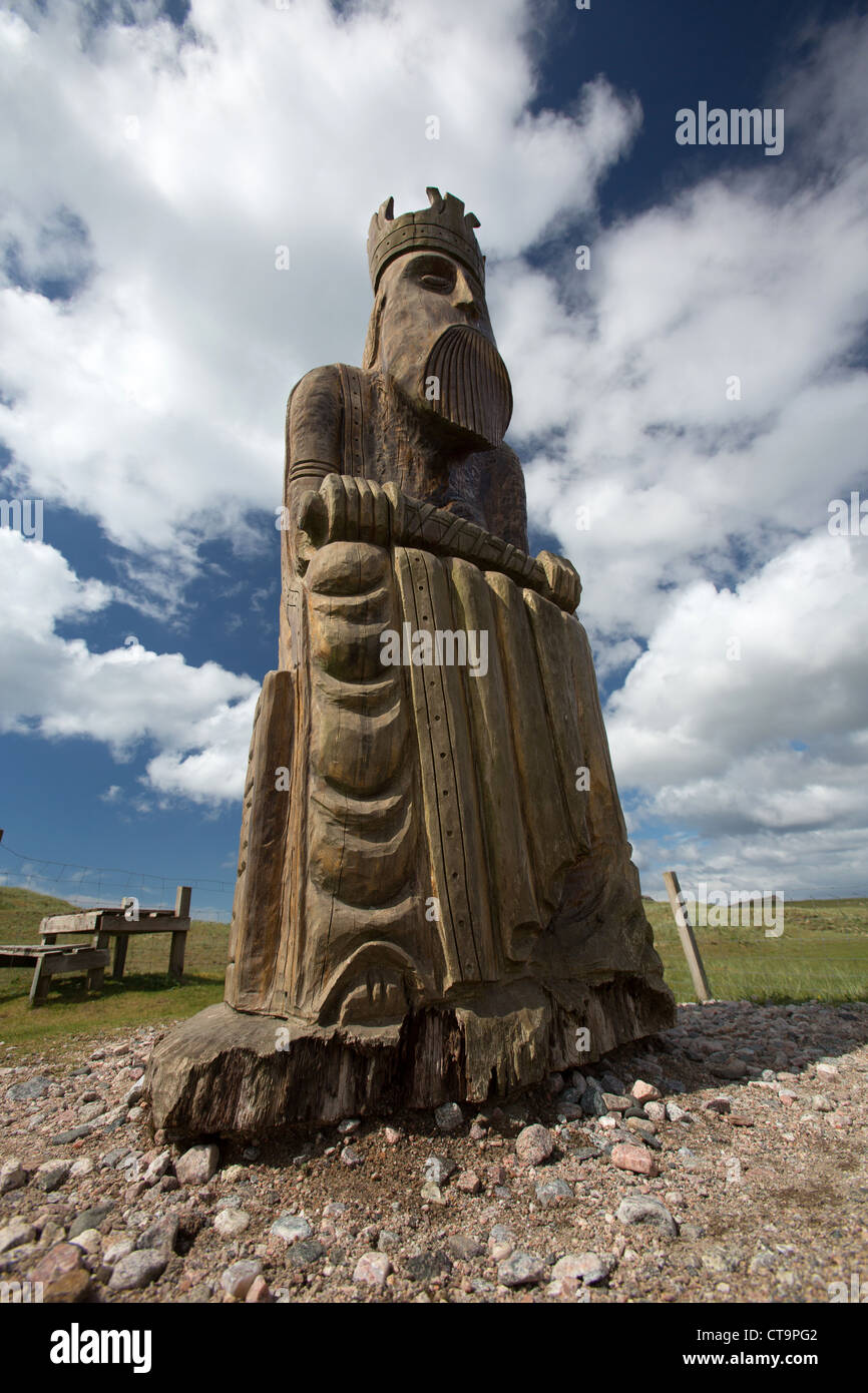 Isle of Lewis, Scotland. Wood carving of the ‘Lewis Chessmen’ at Uig ...