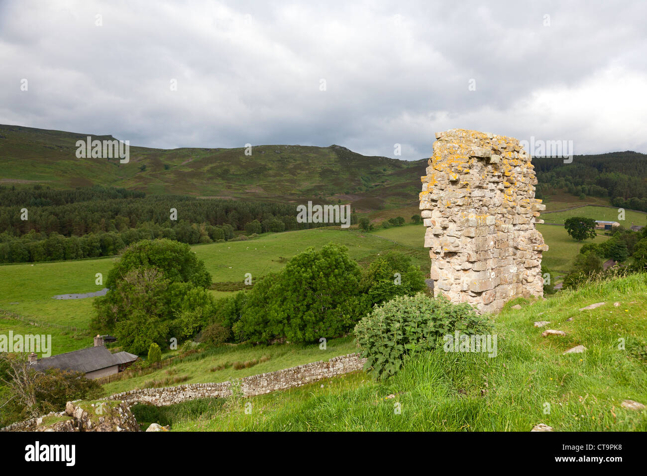 The ruins of Harbottle Castle standing above Coquetdale, Harbottle ...