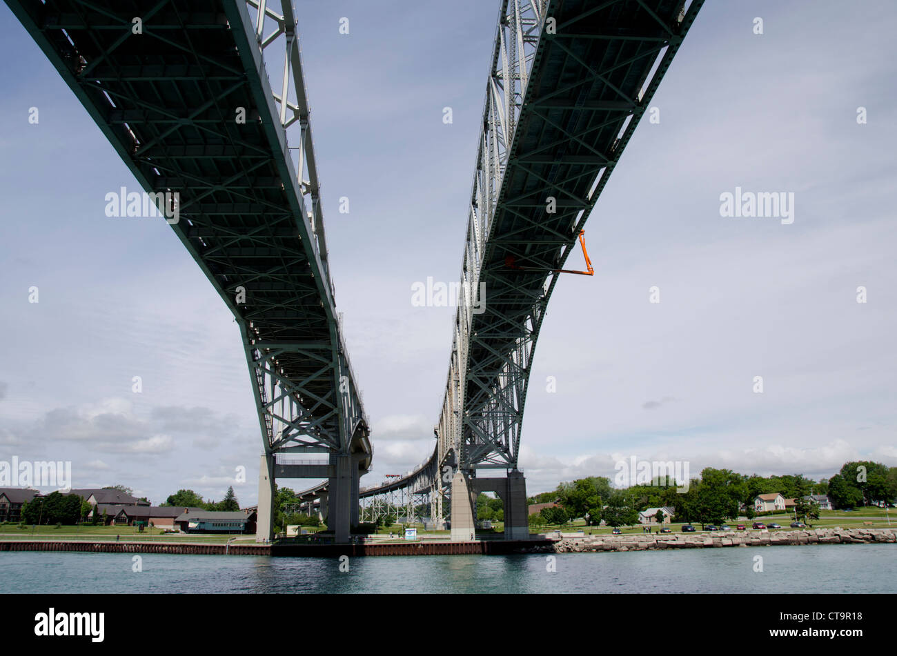 Michigan, Port Huron. St. Claire River between Lake Huron & Lake Erie ...