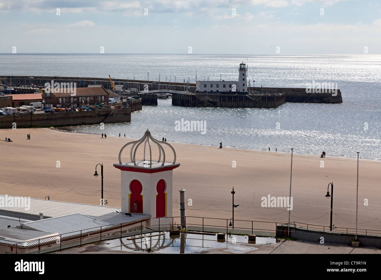 View of the sea front and harbour, Scarborough, North Yorkshire Stock ...