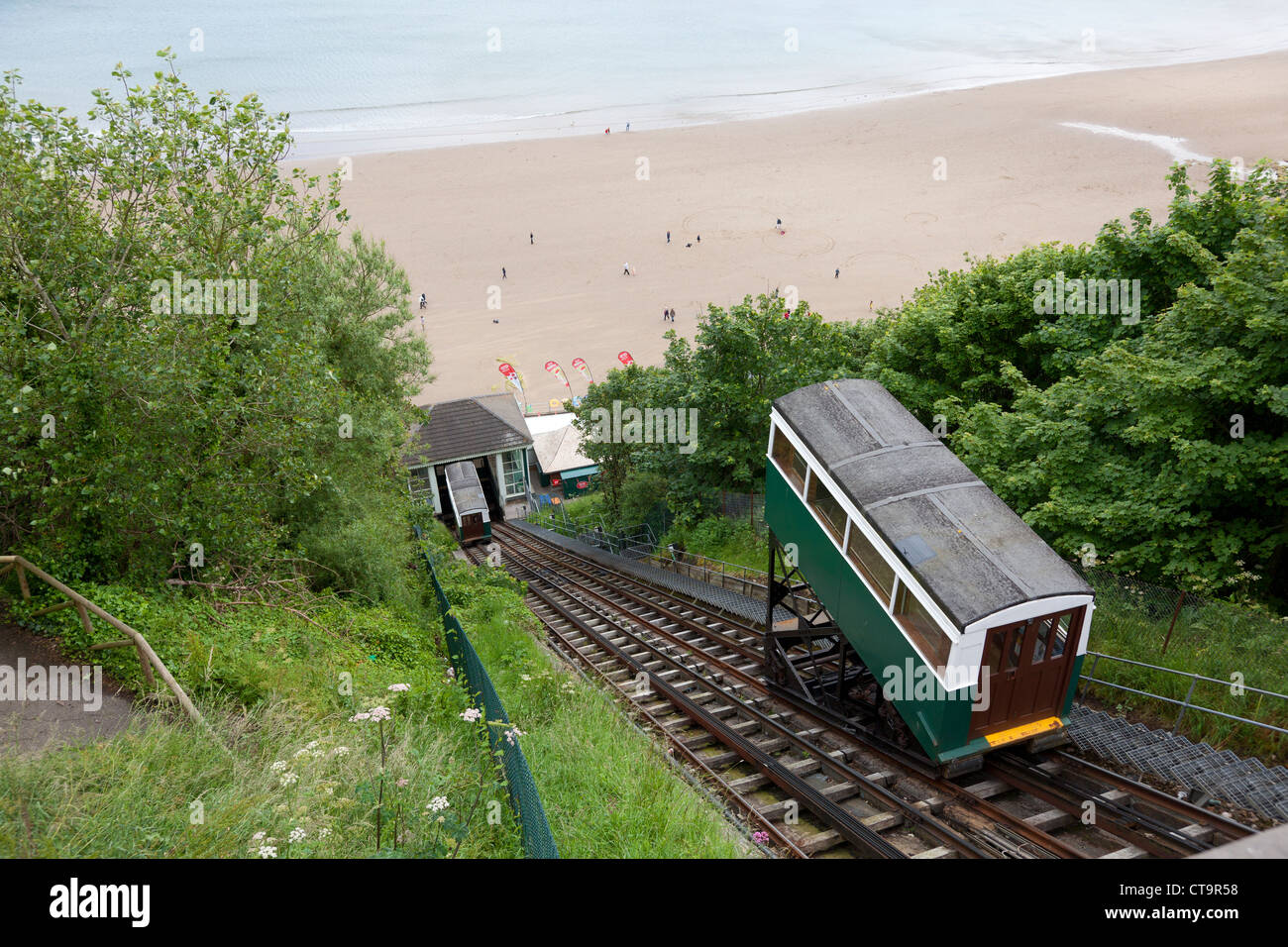 South Cliff Lift funicular railway, Scarborough, North Yorkshire Stock ...