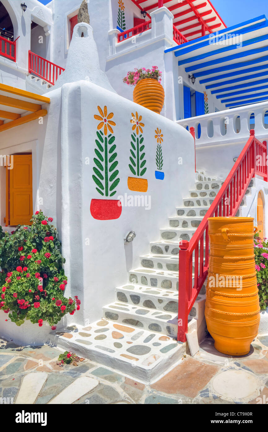 colorful architecture of Mykonos, Greece Stock Photo - Alamy