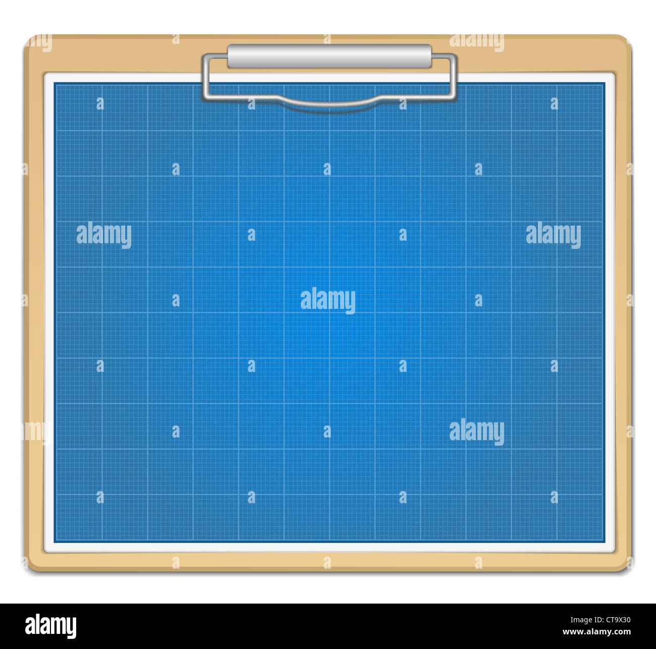 Clipboard with blueprint Stock Photo - Alamy