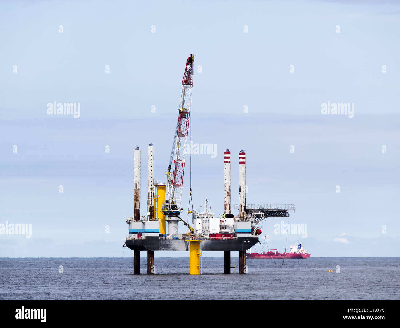 Jack Up heavy lift vessel JB114 installing substructure transition ...