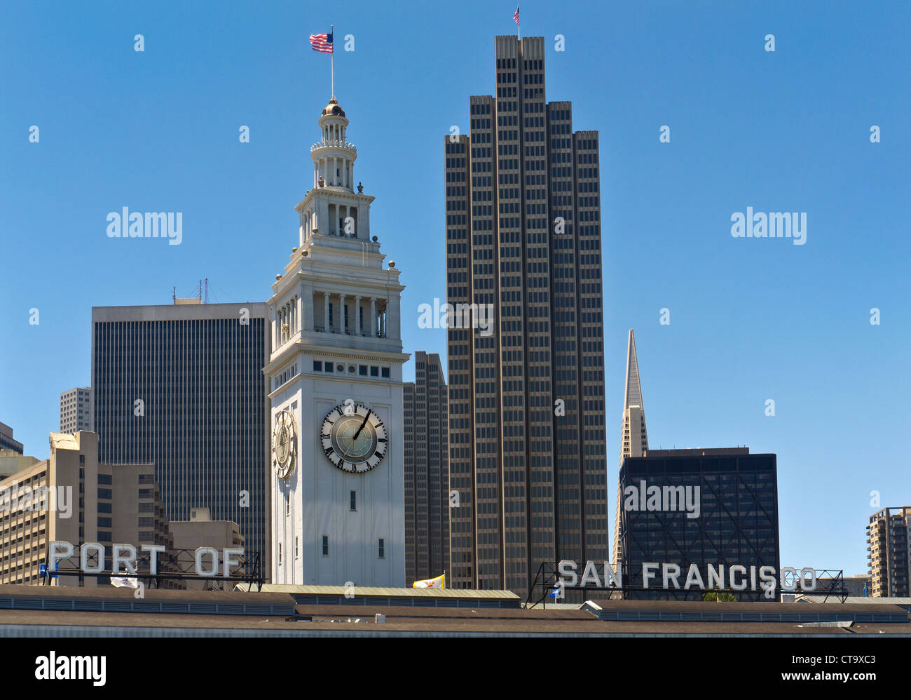 Financial district and Port of San Francisco Ferry Building Embarcadero ...