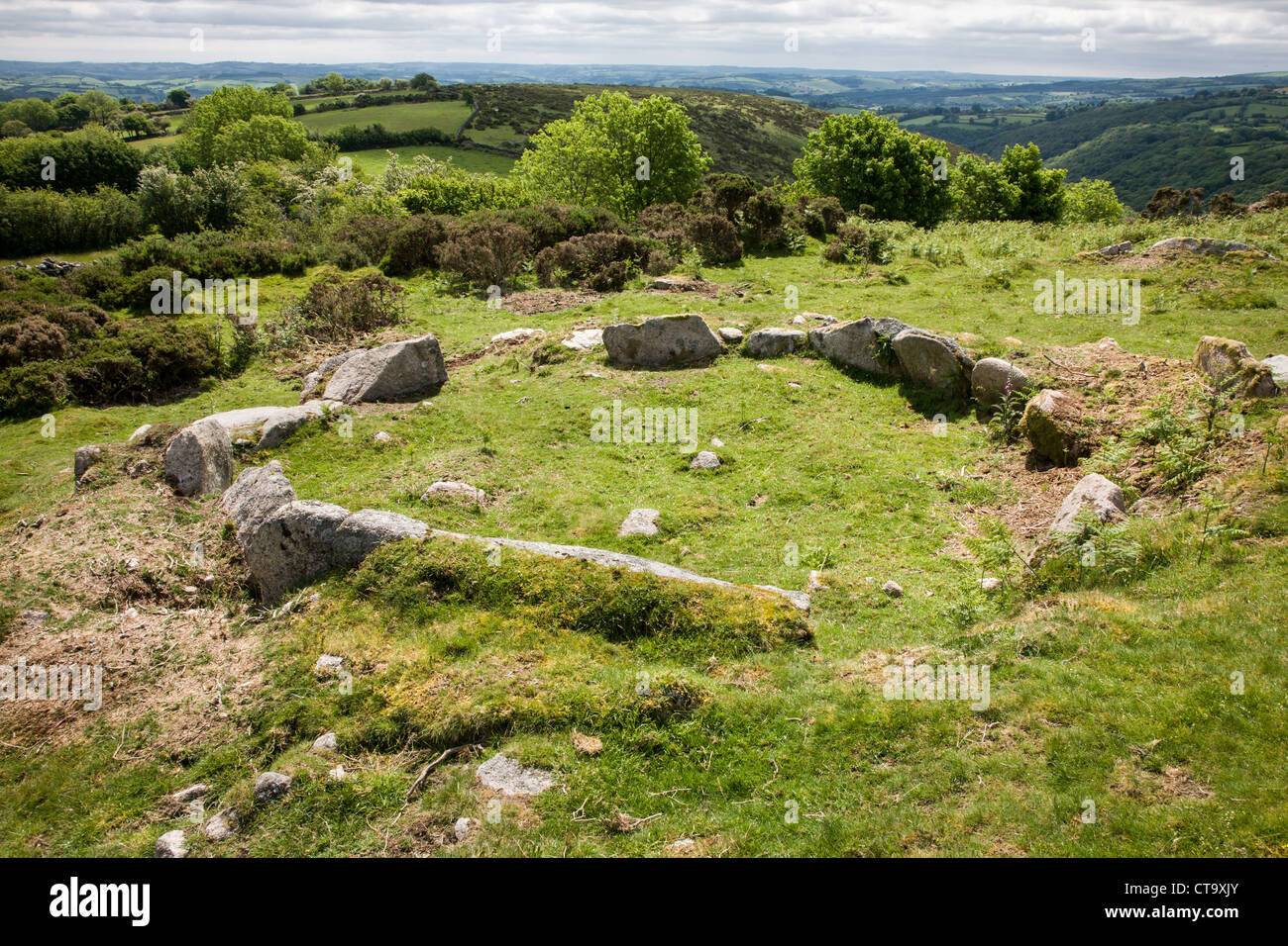 Well preserved bronze age hut circle near Sharp Tor on Dartmoor Devon ...