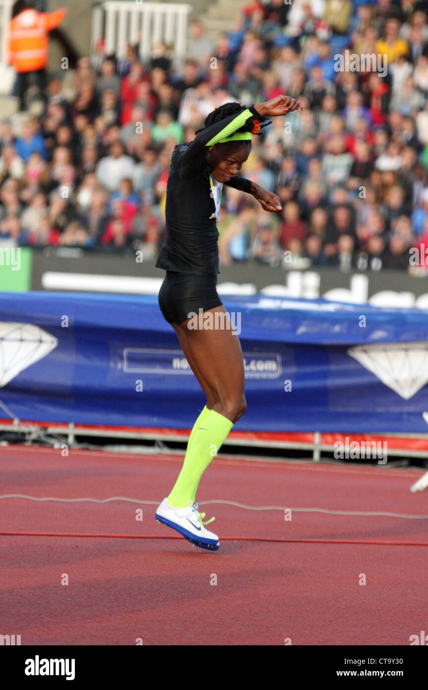 Chaunte LOWE (USA) celebrates after winning the womens High Jump at the ...