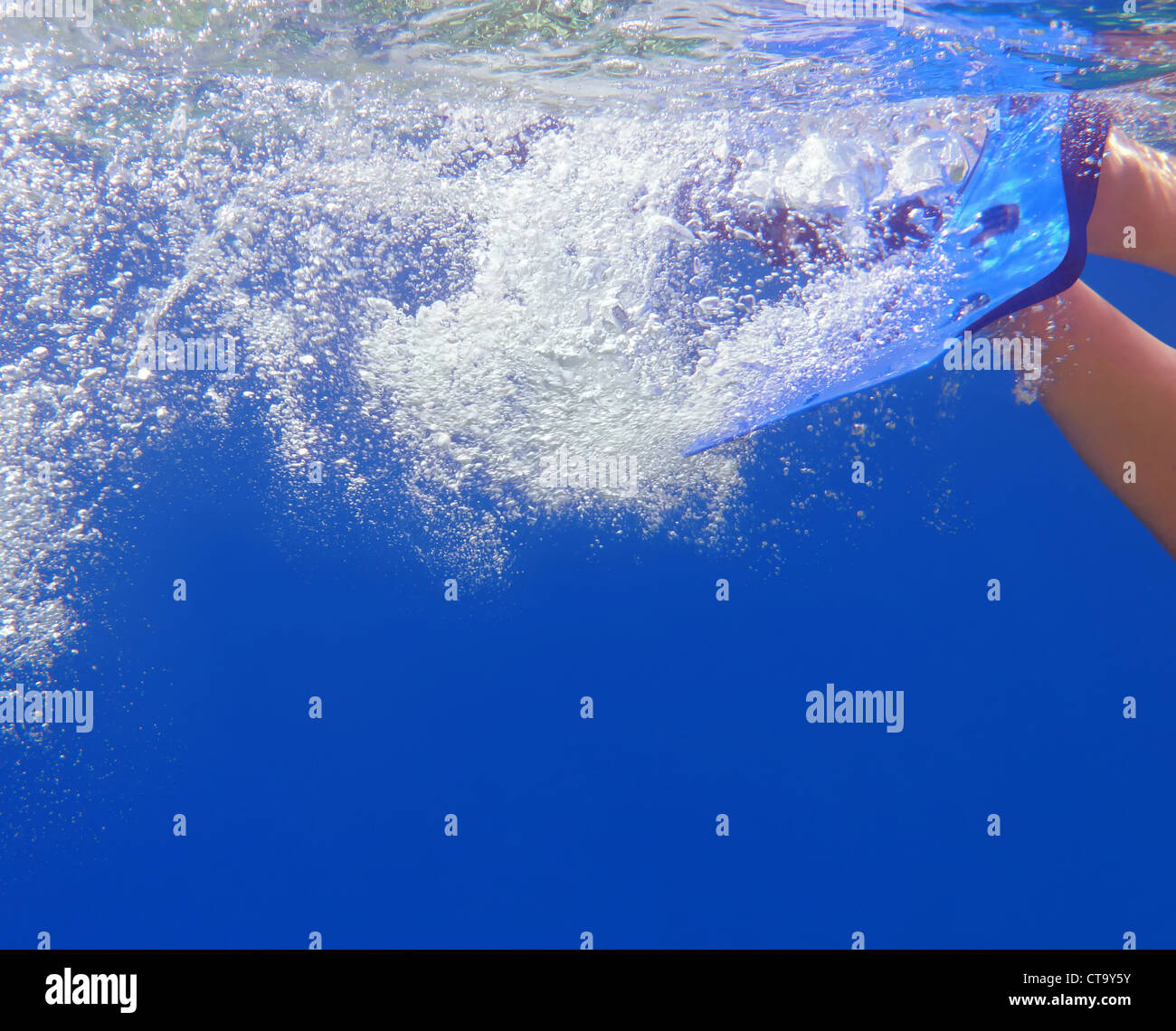 Underwater Bubbles Made by Diving Fins Stock Photo - Alamy
