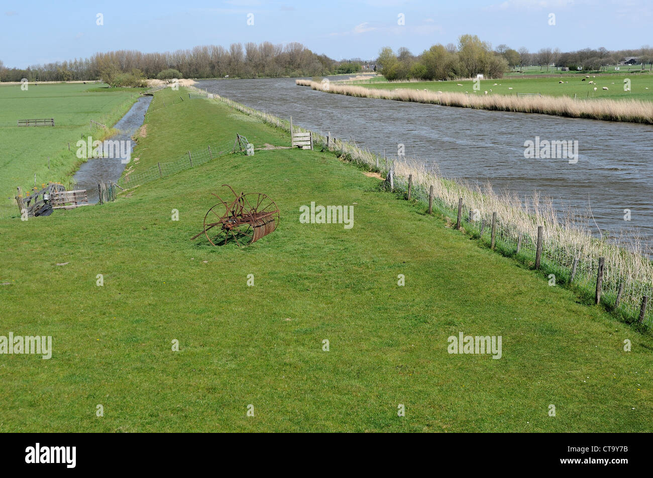 low land canals, Netherlands landscape with canals at different levels ...