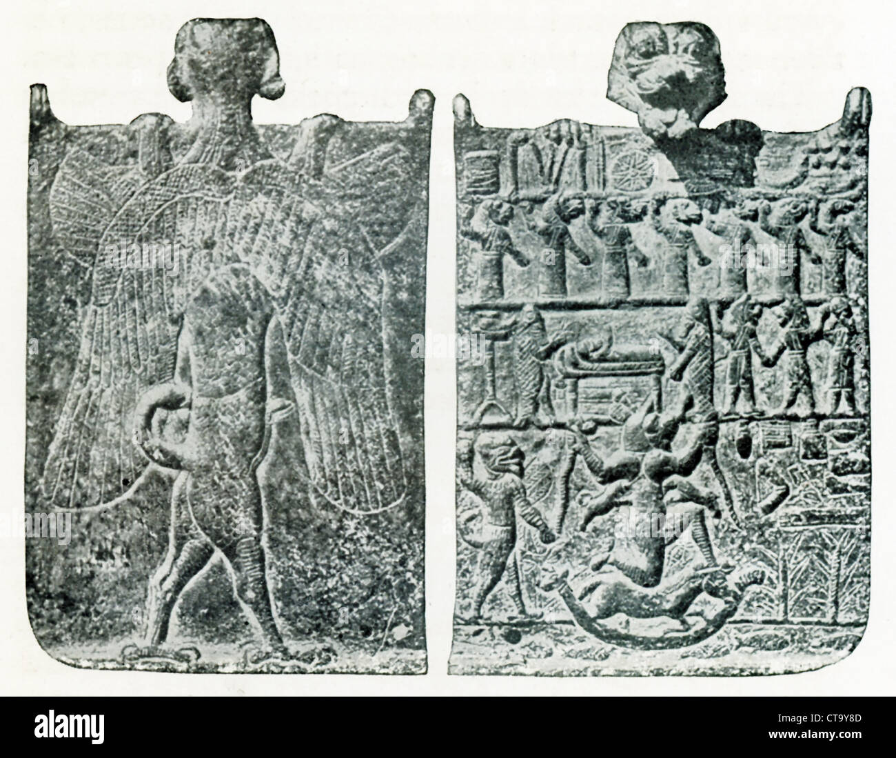 Both sides of a bronze tablet with exorcising demons of disease—related ...