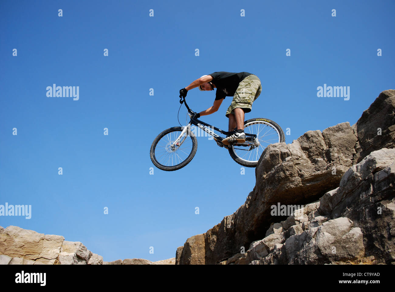 Dan Smith trials bike at Portland Bill Stock Photo - Alamy