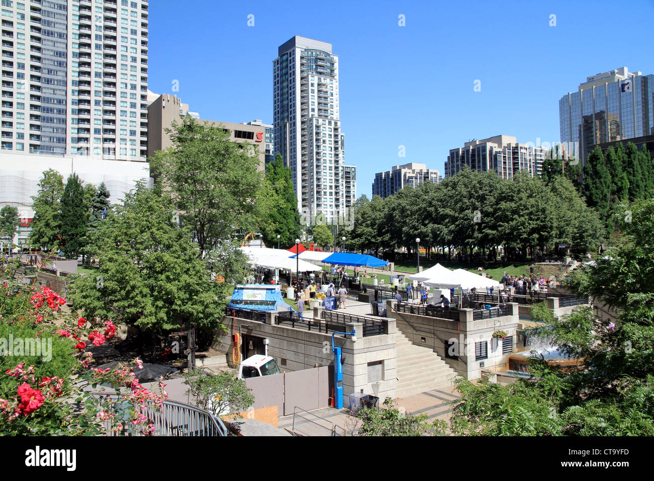 A view of the North York Centre and Mel Lastman Square in Toronto Stock ...