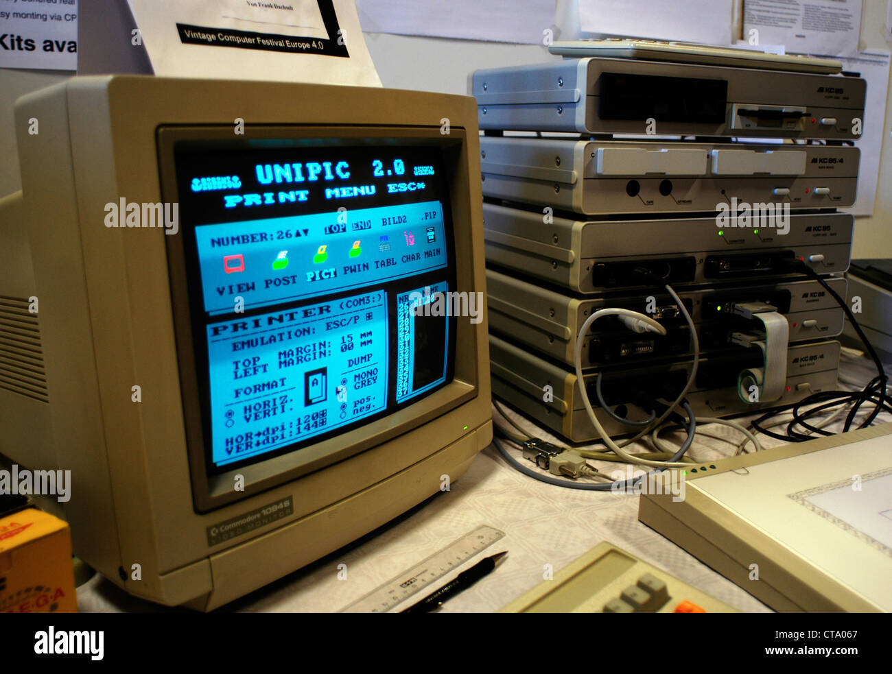 Historic Commodore computers on the Vintage Computer Fair Stock Photo ...