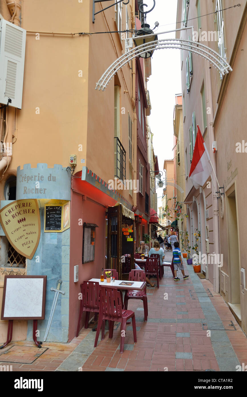 Narrow street in Old Town, Monaco-Ville, Principality of Monaco Stock ...