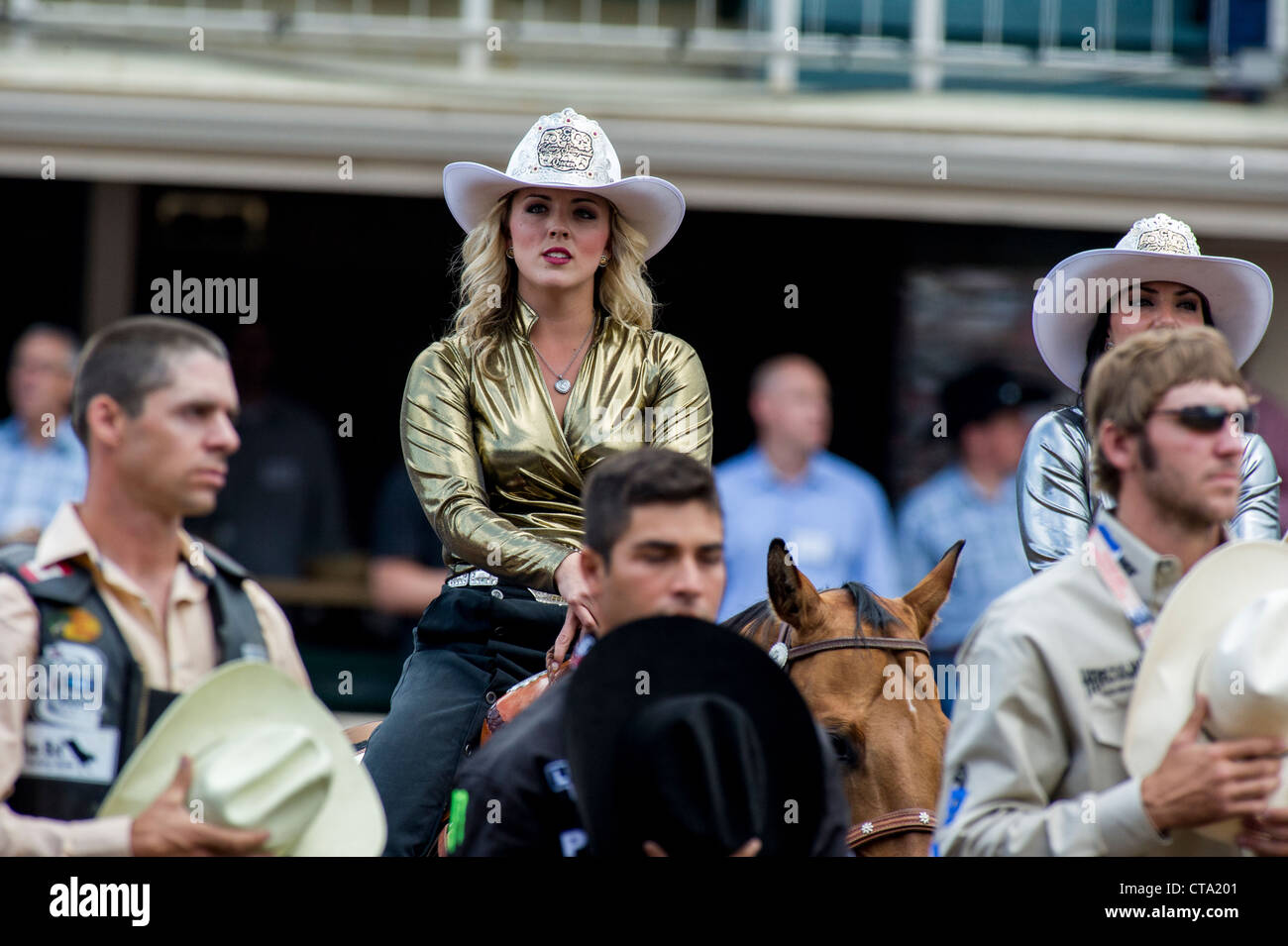 Rodeo Queen at the Calgary Stampede Rodeo opening ceremonies Stock ...