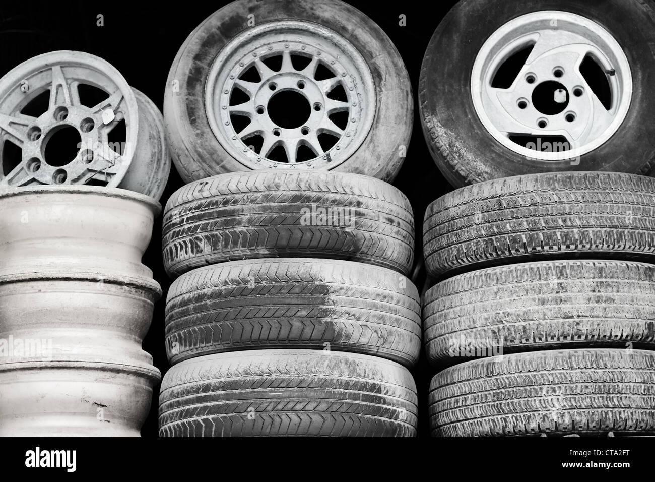 Old wheels on the sale of junk Stock Photo - Alamy