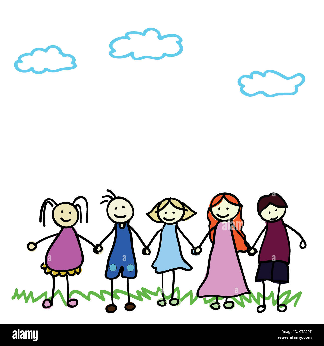 Children Helping Others Cartoon