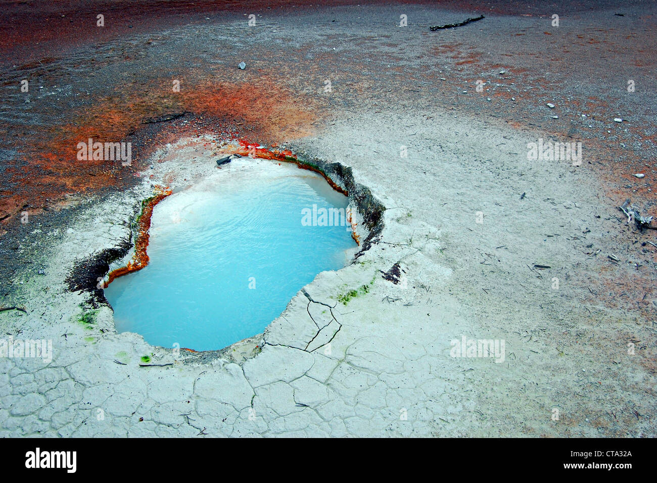 Turquoise colored pool at Artists Paintpots, Yellowstone National Park ...