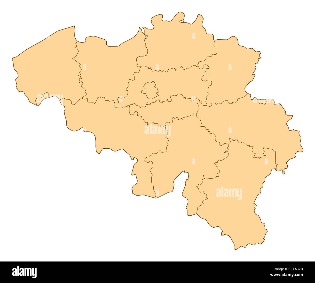 Map of Belgium with the several provinces Stock Photo - Alamy