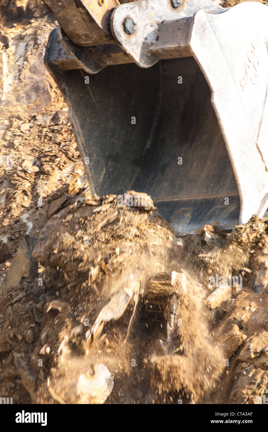 Excavator bucket closeup .Excavation Stock Photo - Alamy