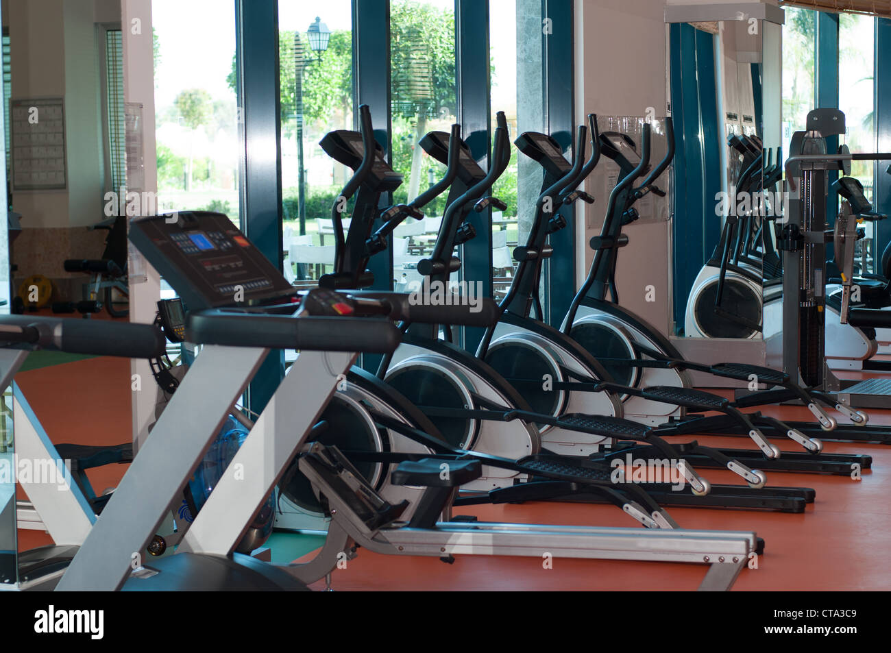 Treadmill in the gym Stock Photo - Alamy