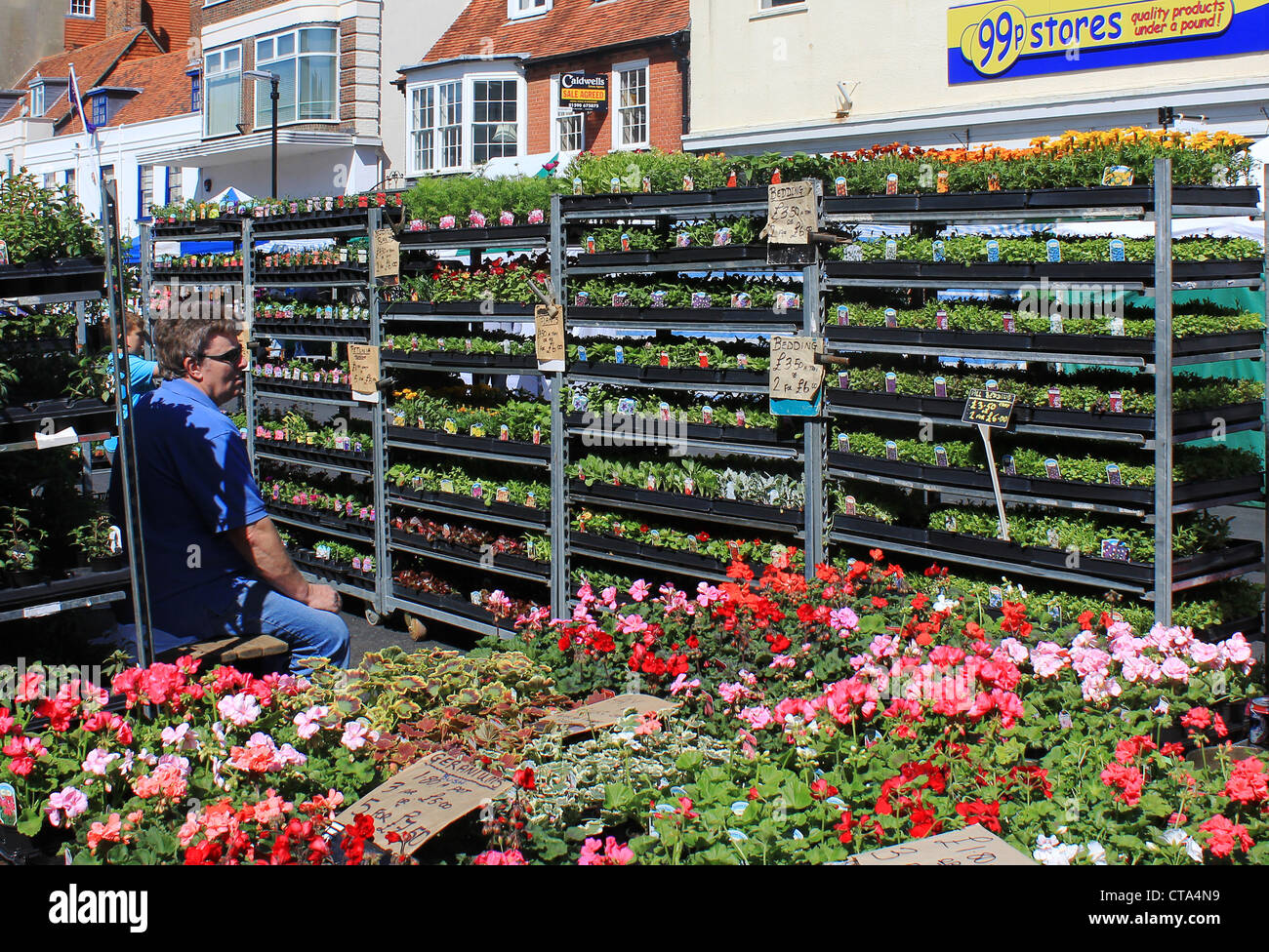 England Hampshire Lymington Saturday Market in the town's main shopping ...