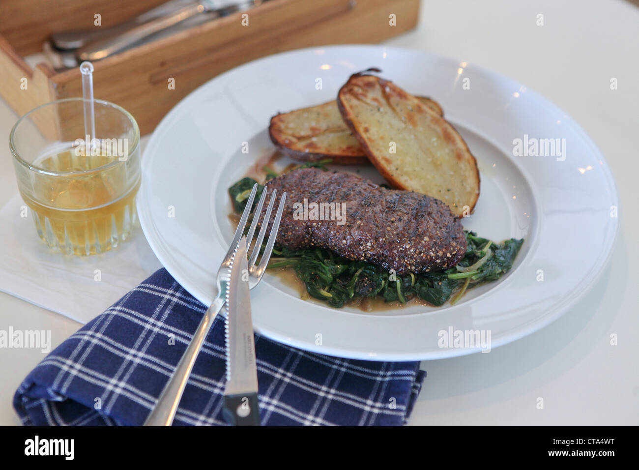 Char Grilled fillet beefsteak with grilled potato Stock Photo - Alamy