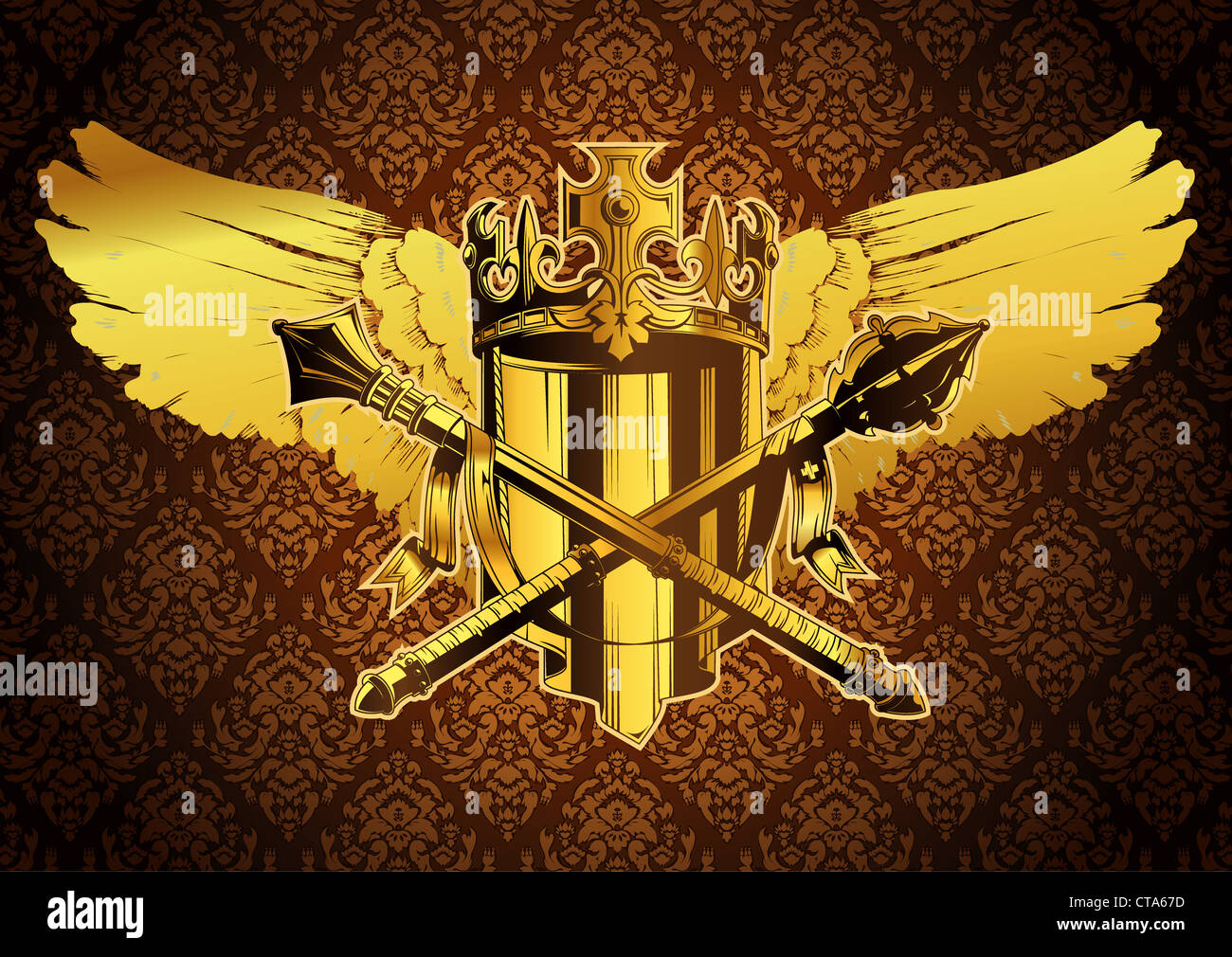 vector vintage crest with wings Stock Photo - Alamy
