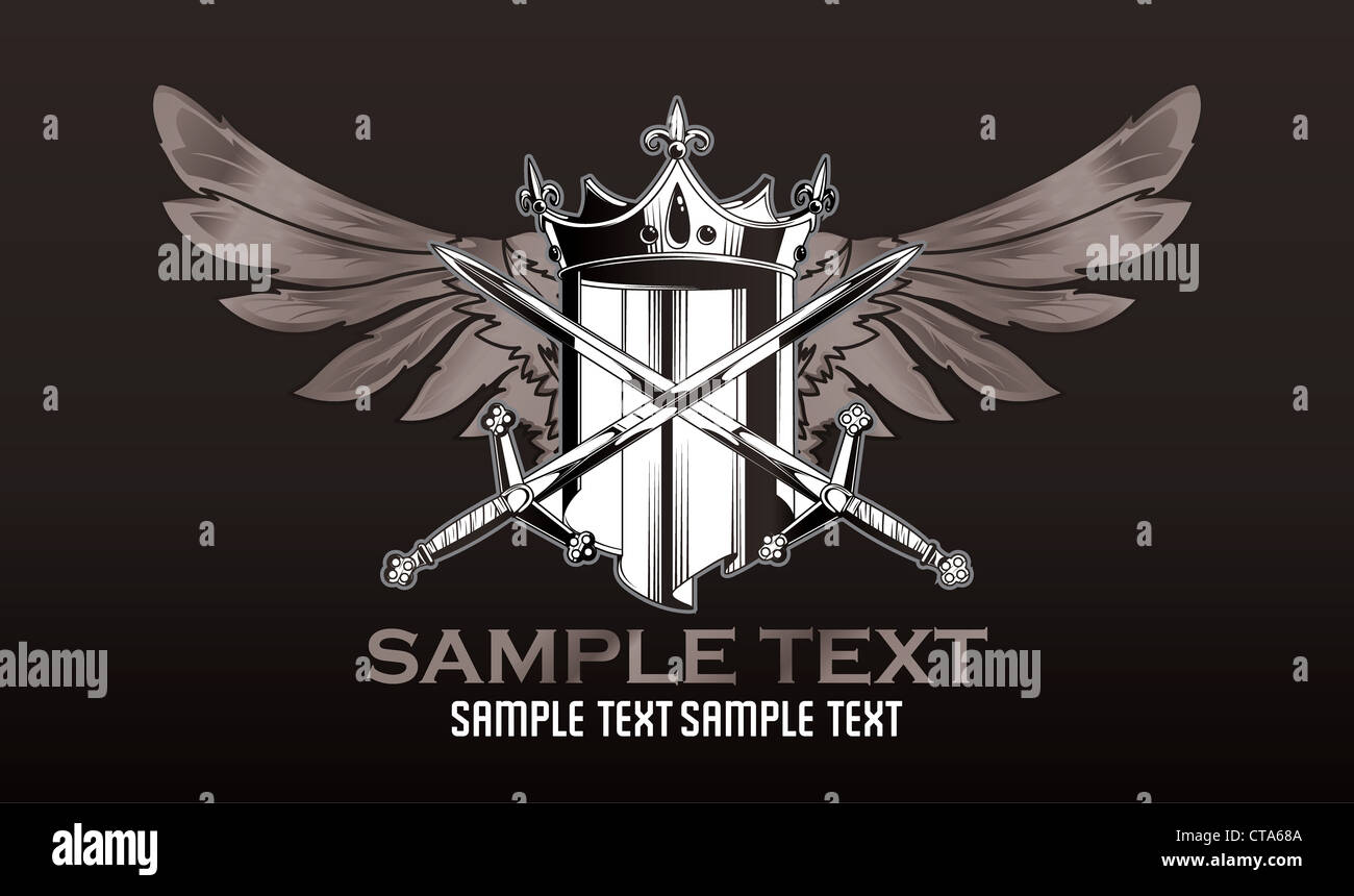 vector vintage crest with wings Stock Photo - Alamy