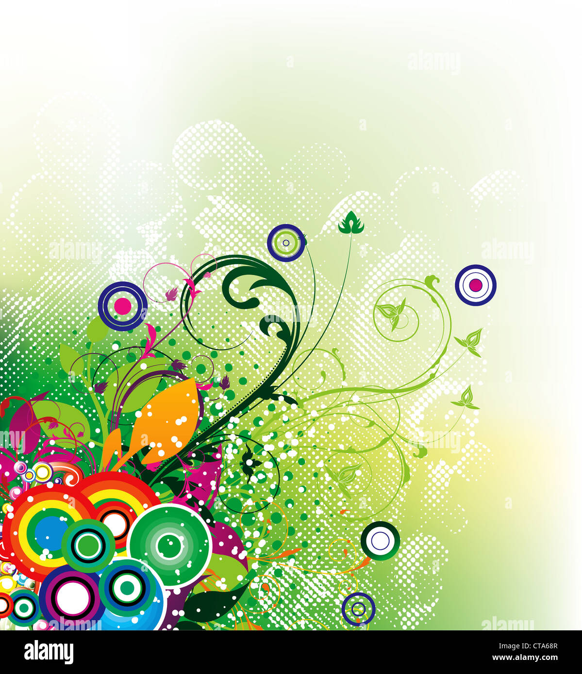 vector floral background with halftone Stock Photo - Alamy