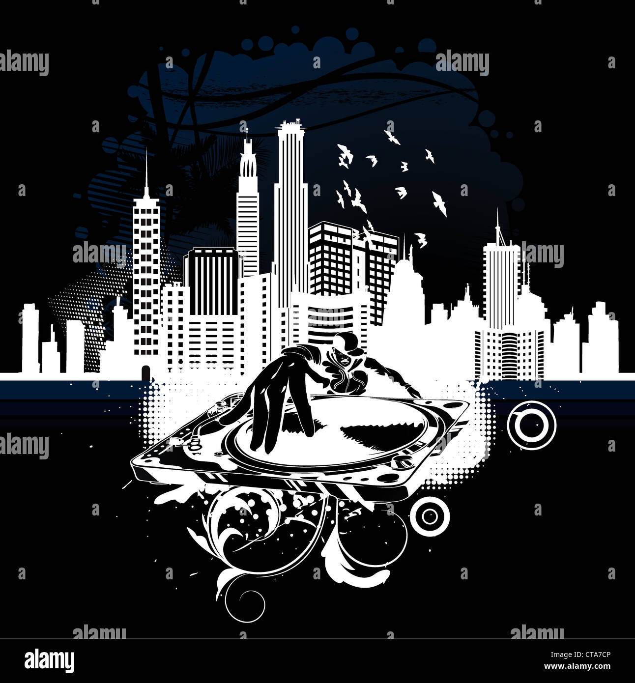 Music background dj city vector hi-res stock photography and images - Alamy