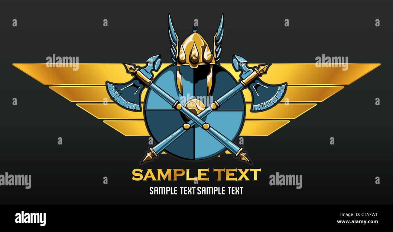 vintage crest with gold wings Stock Photo - Alamy