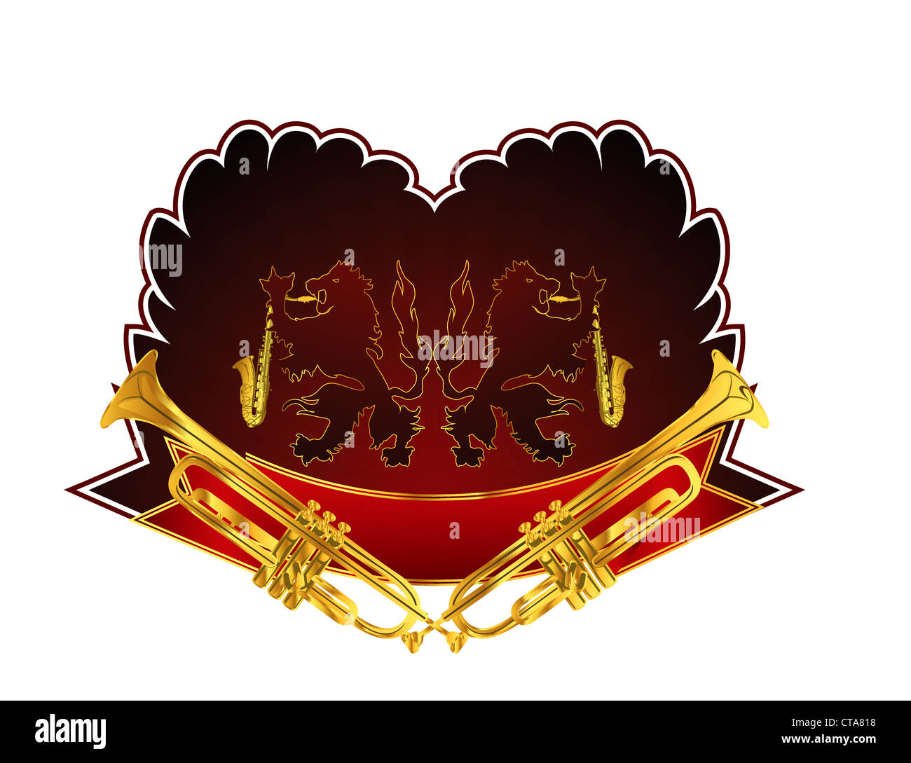 vintage illustration of a sticker with scroll Stock Photo - Alamy