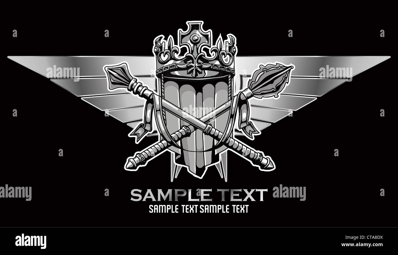 vintage crest with wings vector illustration Stock Photo - Alamy