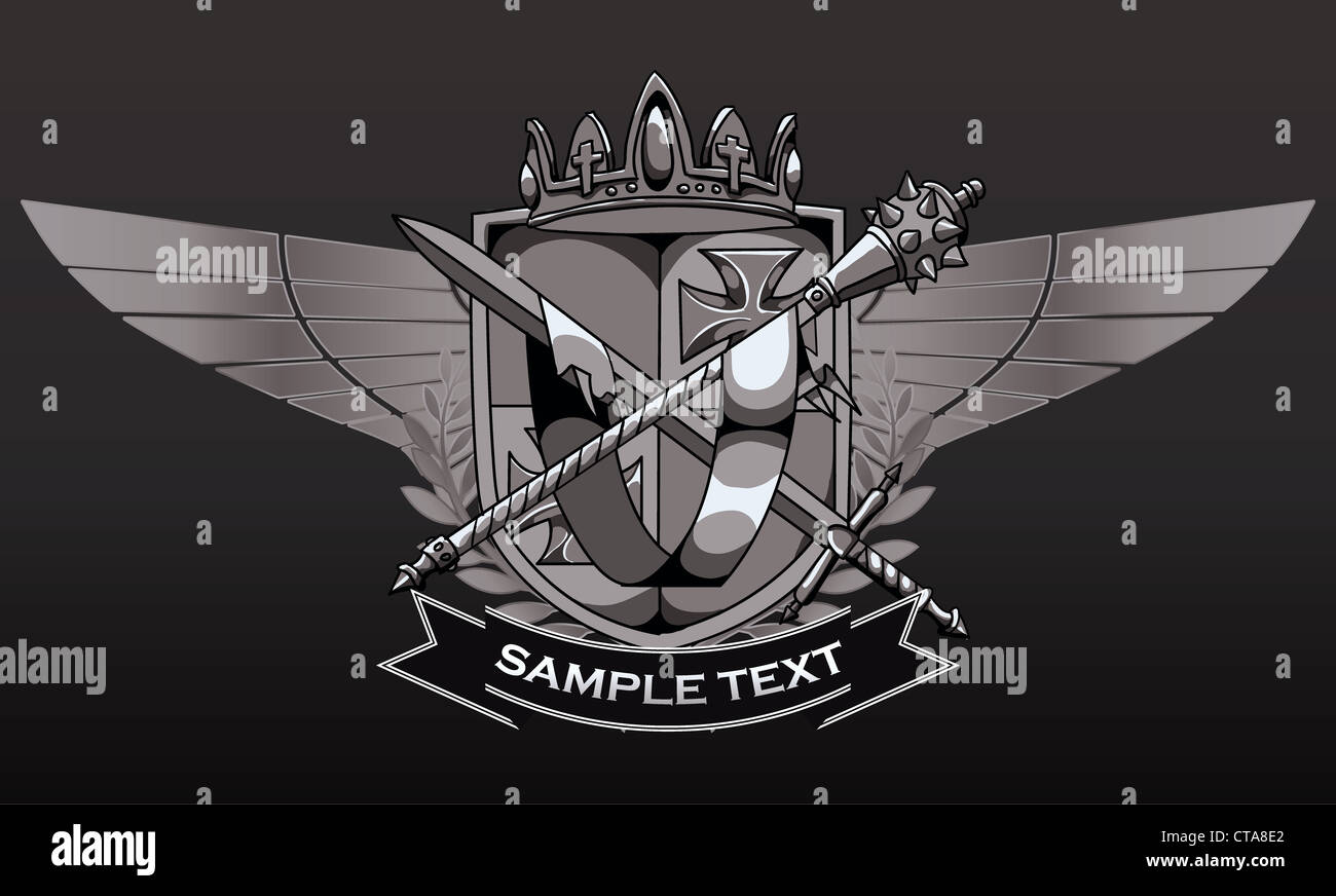 vintage crest with wings vector illustration Stock Photo - Alamy