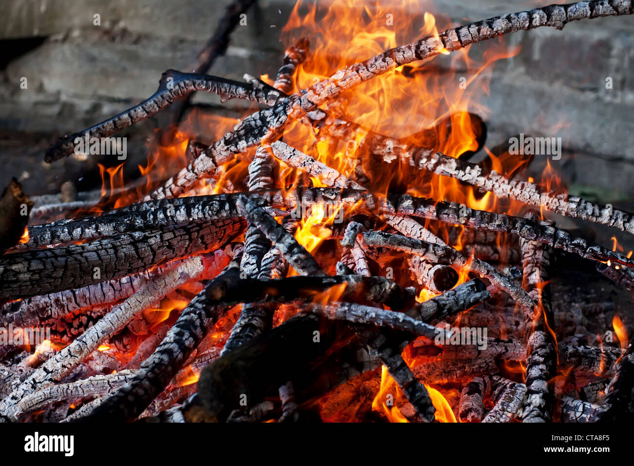 big fire on fireplace outdoor Stock Photo - Alamy