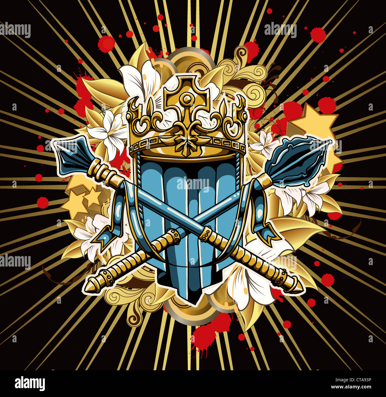 vintage crest with gold wings Stock Photo - Alamy