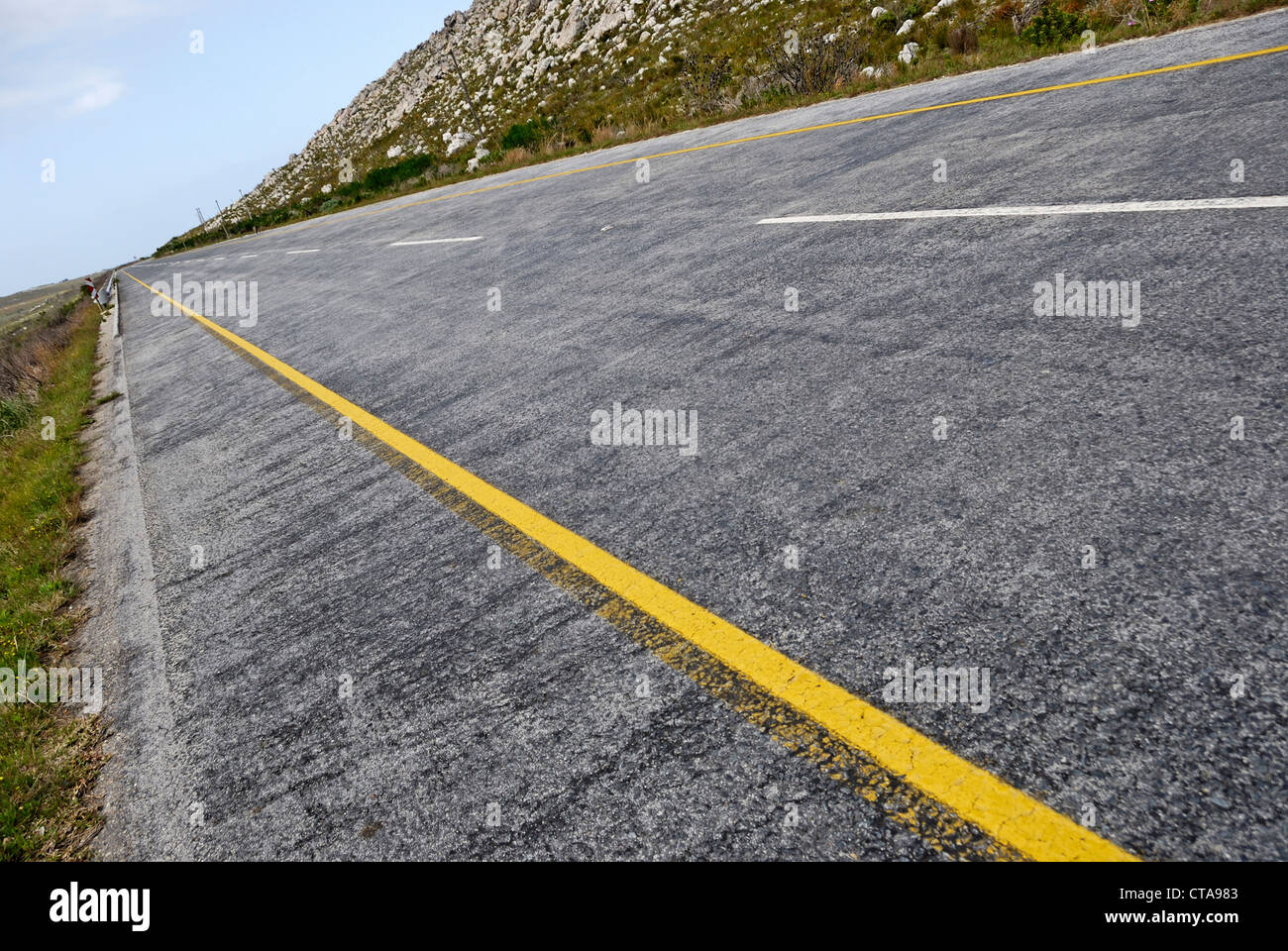 Yellow line on highway road, South Western Cape, South Africa Stock ...