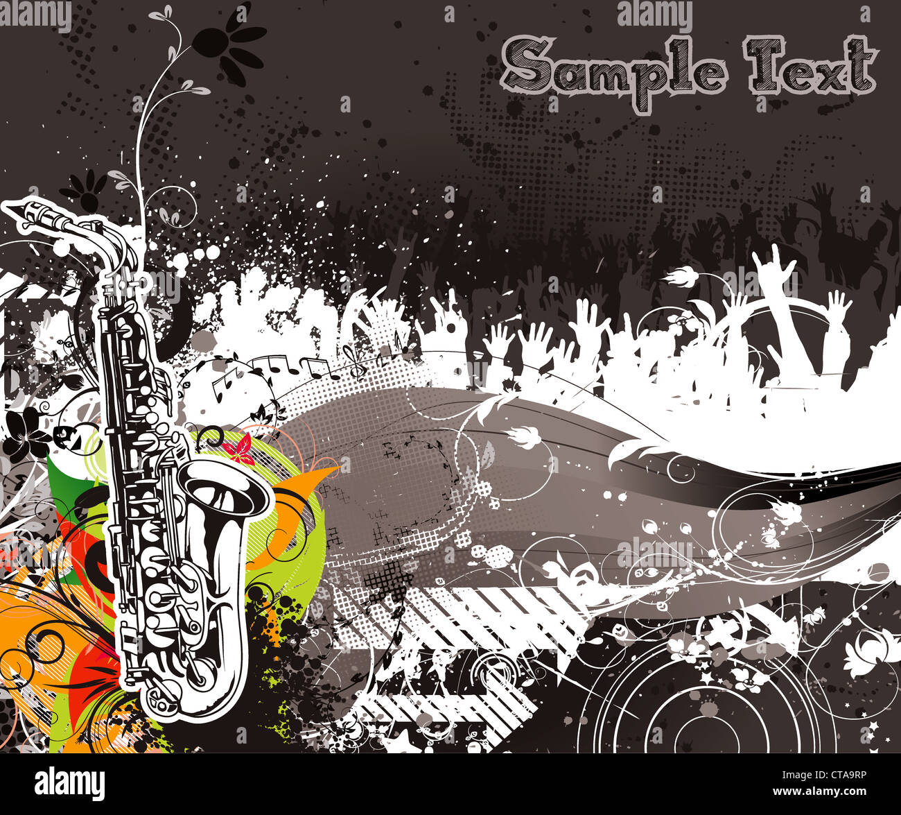 vector concert poster with saxophone Stock Photo - Alamy