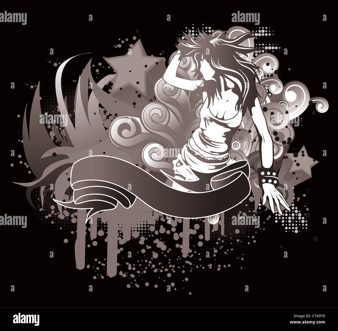 vector concert poster with girl Stock Photo - Alamy