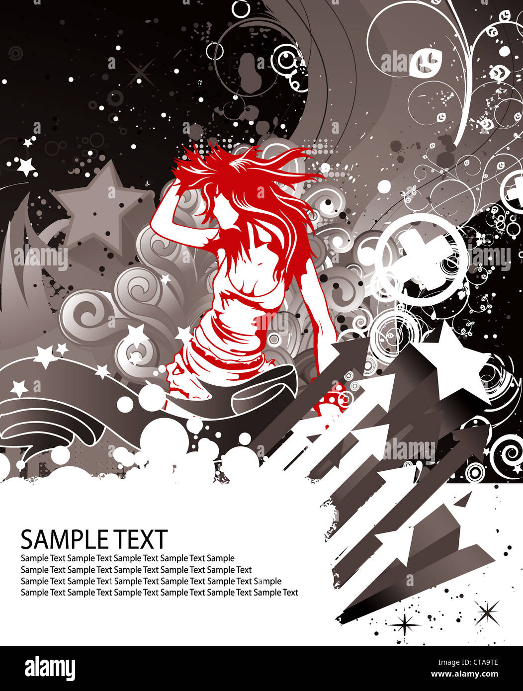 vector concert poster with girl Stock Photo - Alamy