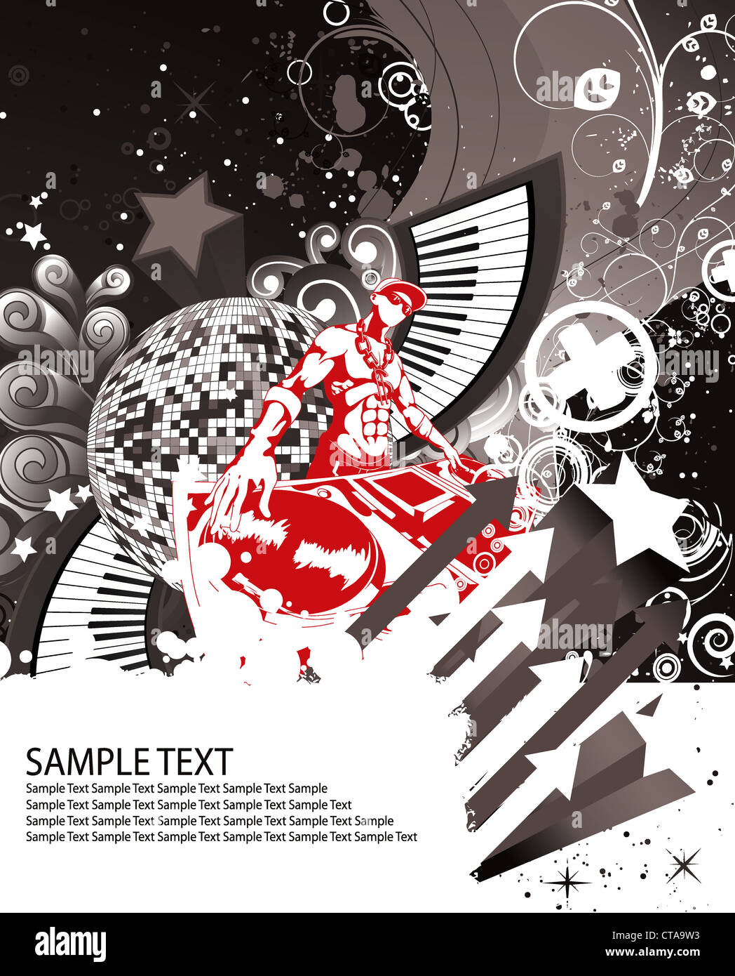 vector concert poster with dj Stock Photo - Alamy