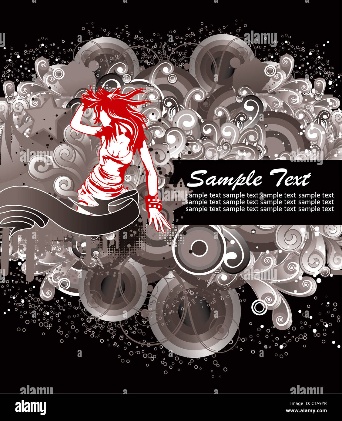 vector concert poster with girl Stock Photo - Alamy