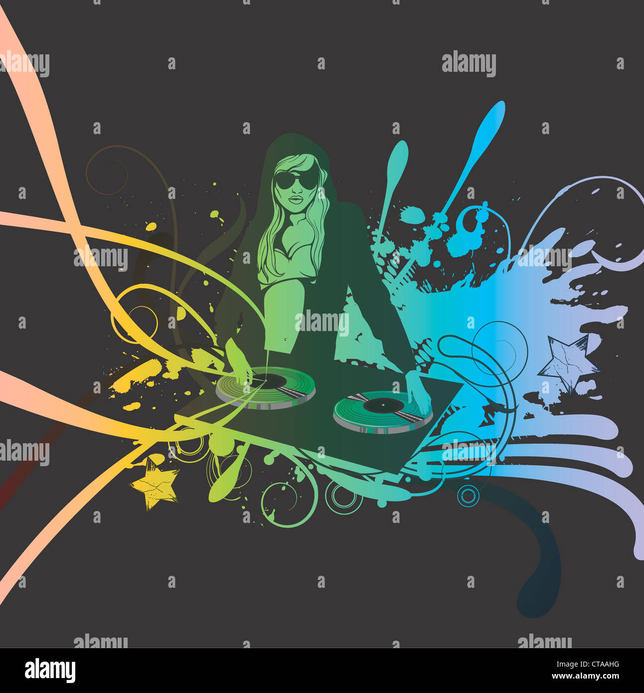 vector concert poster with dj Stock Photo - Alamy